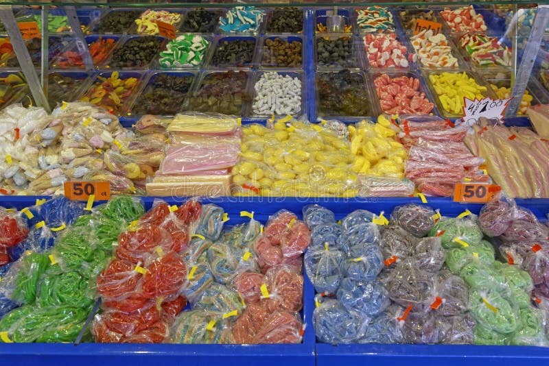 Candy sales stall stock photo. Image of market, sweets - 76576588