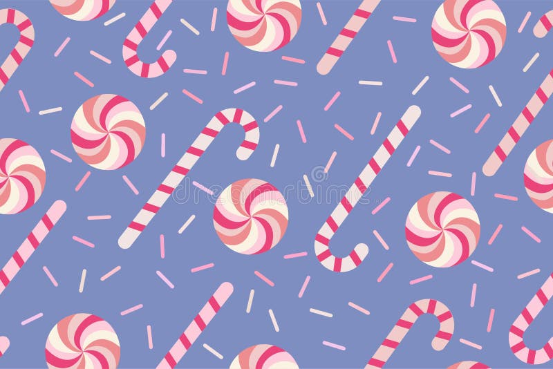 Candy Seamless Christmas Pattern. Vector Winter Holidays Print for ...