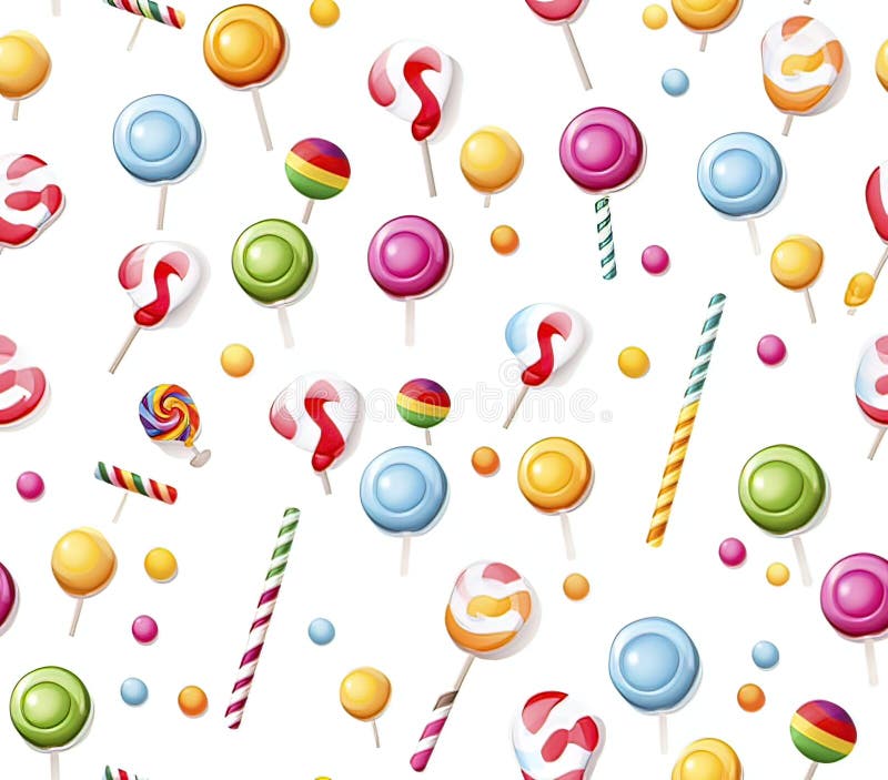 Candy Seamless Pattern, Fabric Pattern Design on White Background ...