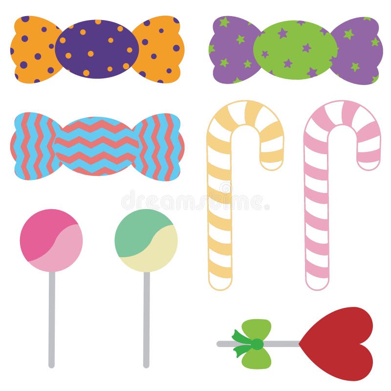 Candy Set with Chocolate Candies and Hard Candies Stock Illustration ...