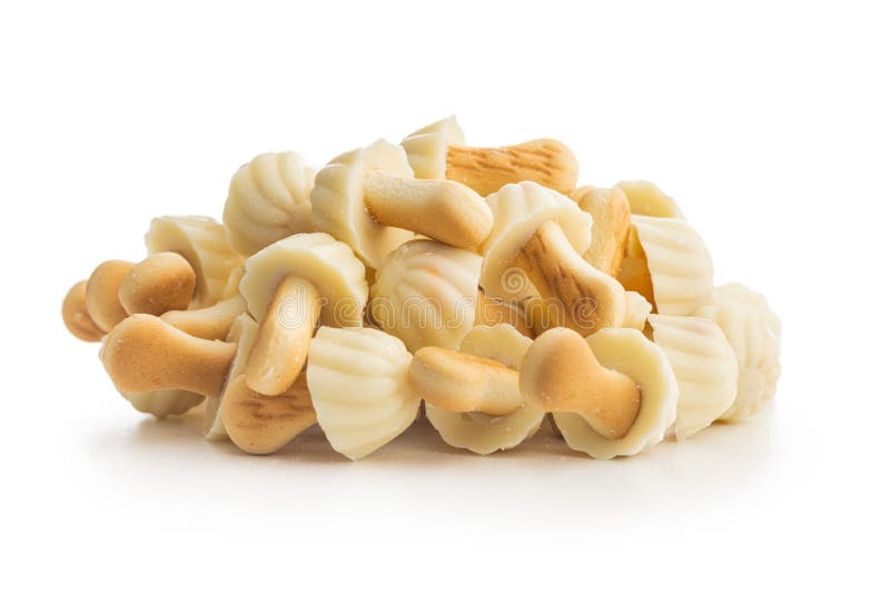 Candy in the Shape of a Mushroom. White Chocolate Mushrooms Isolated on ...