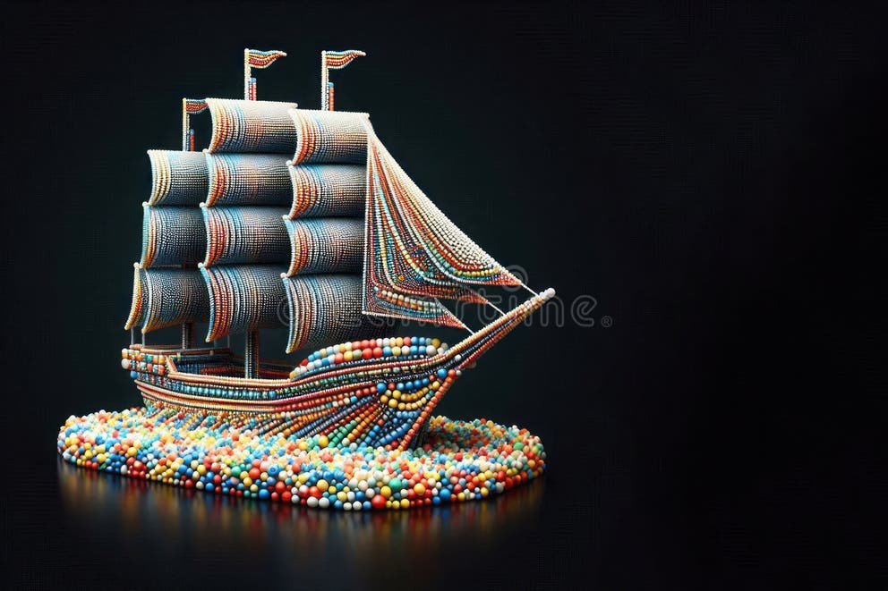 A Candy Ship Made of Colored Balloons. Space for Text. Stock Image ...