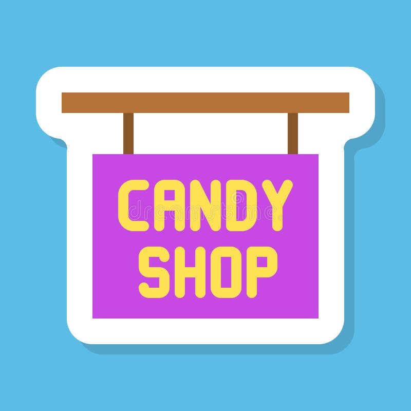 Candy Shop Sign Sticker Vector, Isolated Flat Stye Icon Stock Vector ...