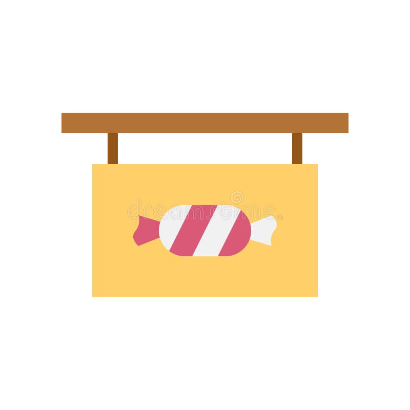 Candy Shop Sign Vector Illustration, Isolated Flat Stye Icon Stock ...