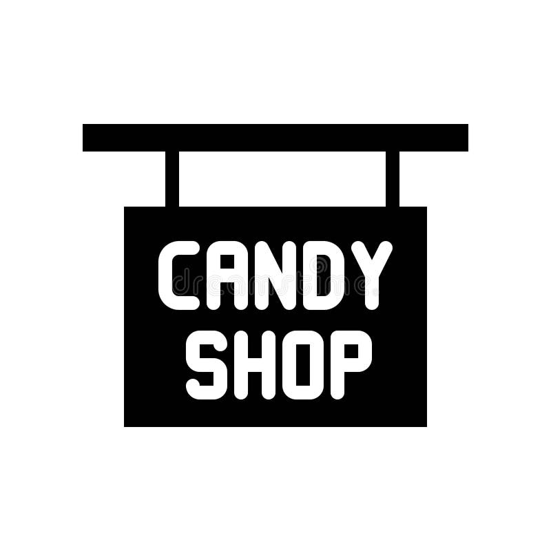Candy Shop Sign Vector Illustration, Isolated Solid Stye Icon Stock ...