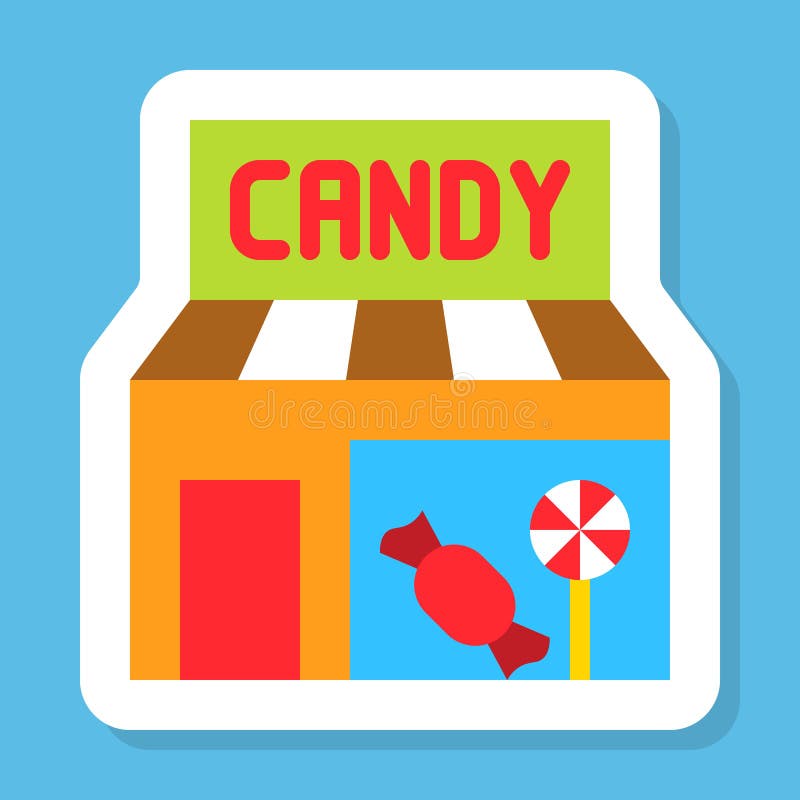 Candy Shop Sticker Vector, Isolated Flat Stye Icon Stock Vector ...