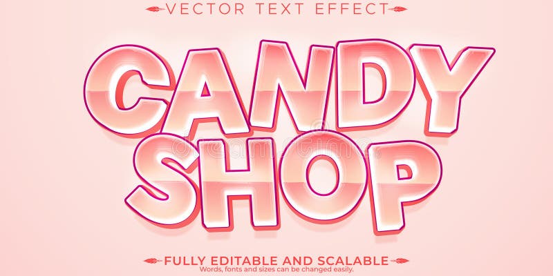 Candy Shop Text Effect, Editable Sweet and Sugar Text Style Stock ...