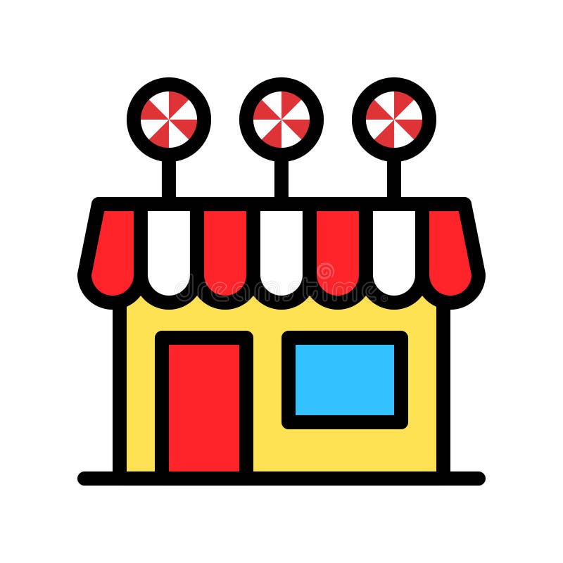 Candy Shop Vector Illustration, Filled Style Icon Editable Outline ...