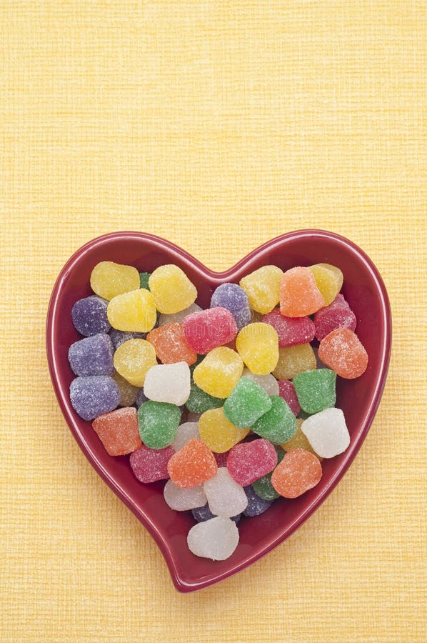 Candy Spice Drops in a Red Heart Shaped Bowl Stock Photo - Image of ...
