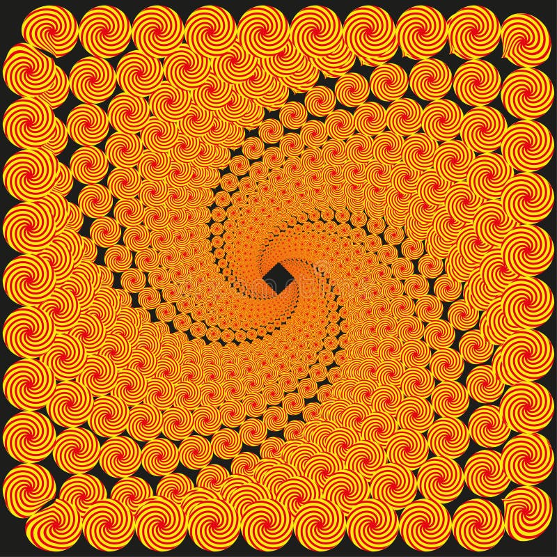 Candy Spiral Illusion. Red Yellow Pattern. Hypnotic Swirl Vector. Dark Background Figure Stock ...
