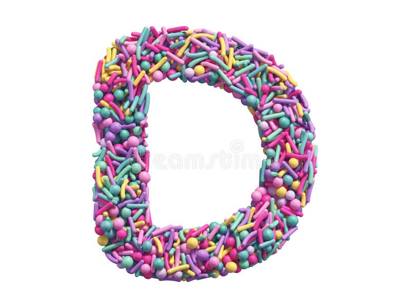 Candy Sprinkles Font. Letter D. Stock Illustration - Illustration of ...