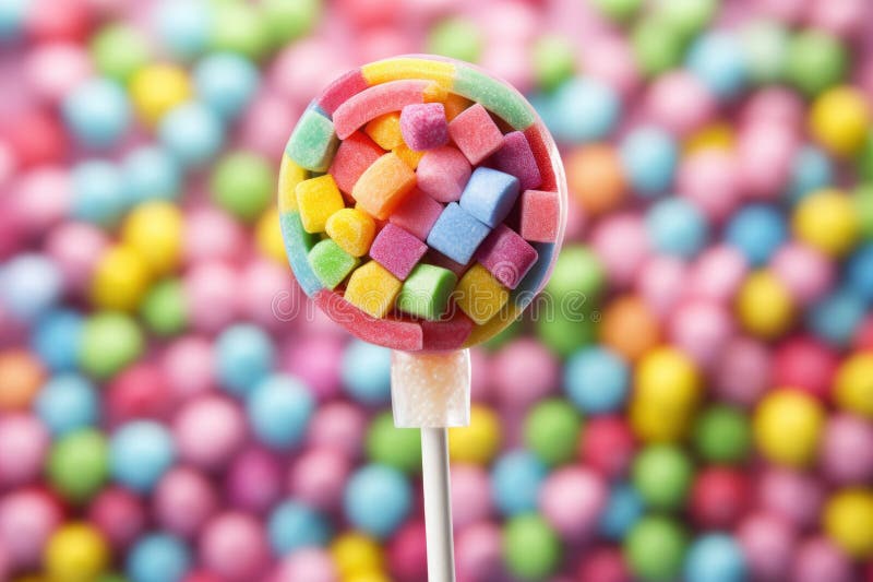 Candy on Sticks in a Sugary Display: Various Candies Presented on ...