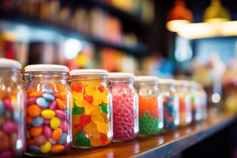 Candy Store Display Showcasing a Multicolored Array of Tempting Dragee ...