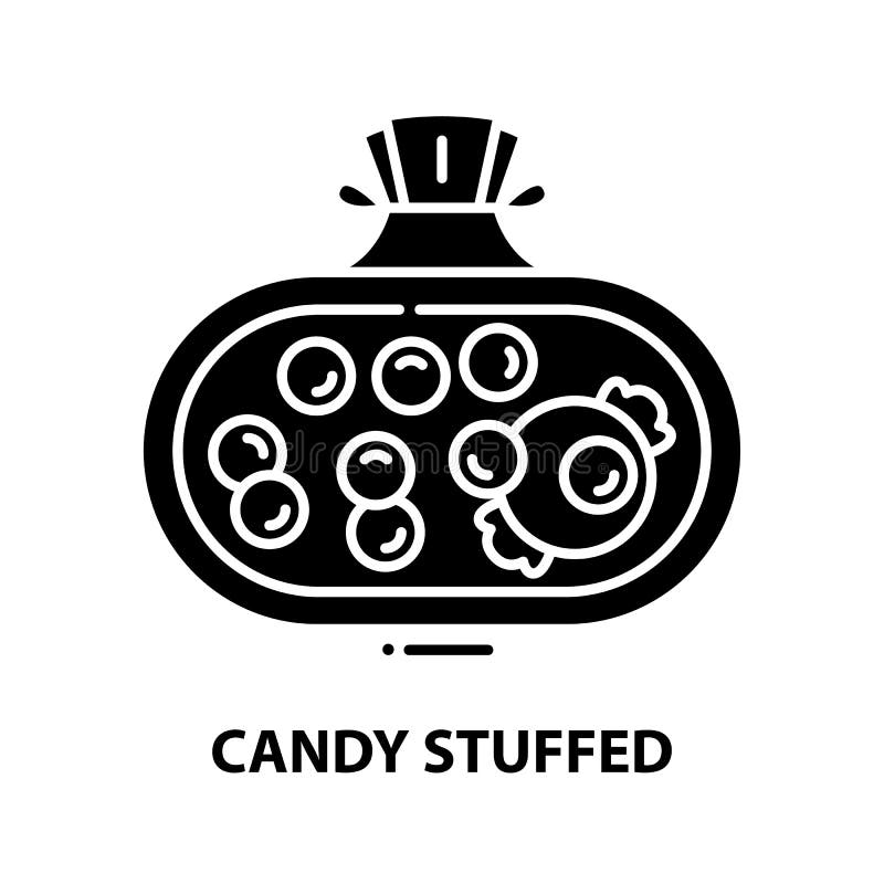 Candy Stuffed Icon, Black Vector Sign with Editable Strokes, Concept ...