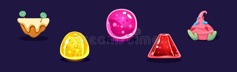 Candy and Sweet of Different Shape and Color As Game Element Vector Set ...