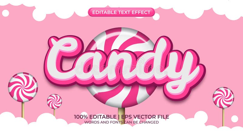 Candy Sweet - Editable Text Effect, Font Style. Candy Text, Cartoon ...