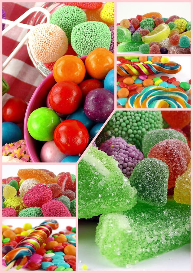 Candy Sweet Lolly Sugary Collage Stock Photo - Image of assorted ...
