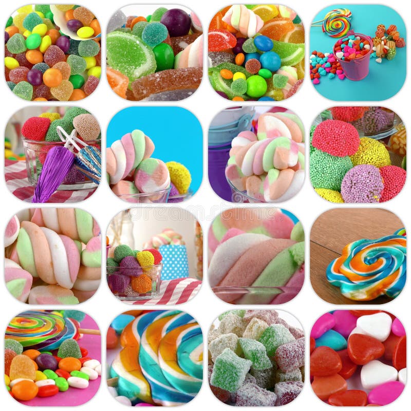Candy Sweet Lolly Sugary Collage Stock Image - Image of delicious ...