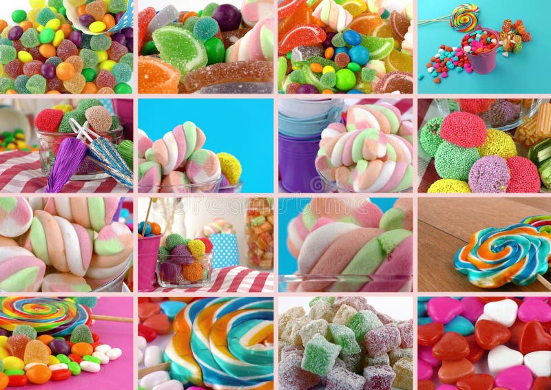 Candy Sweet Lolly Sugary Collage Stock Image - Image of colorful, jelly ...