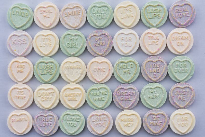 Candy Sweets Which Have Love Messages on Them Stock Photo - Image of ...