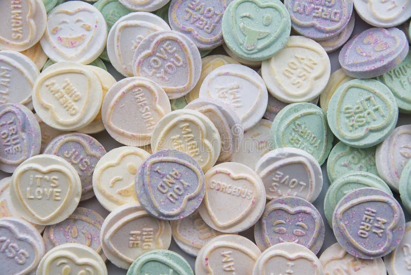 Candy Sweets Which Have Love Messages on Them Stock Photo - Image of ...