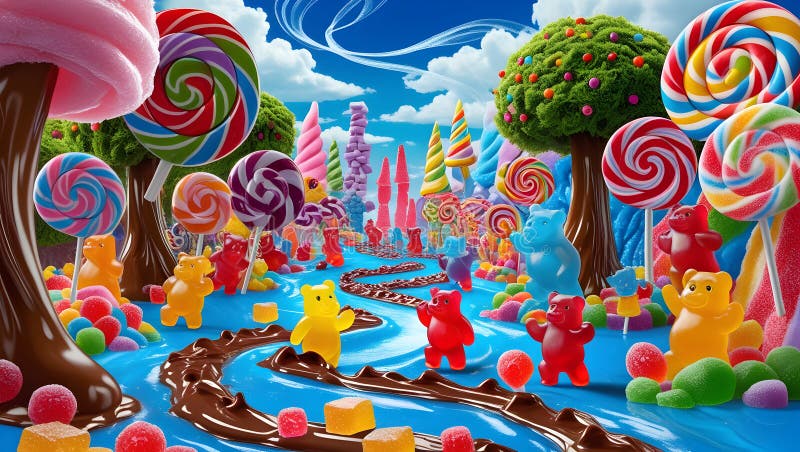 Candy Swirls and Candyland Amusement Park Stock Illustration ...