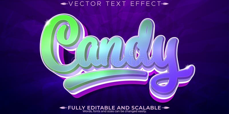 Candy Text Effect, Editable Sugar and Sweet Text Style Stock Vector ...