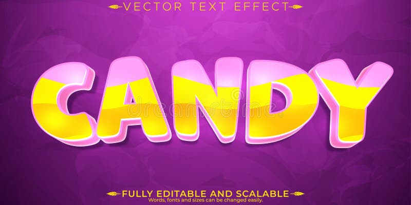 Candy Text Effect, Editable Sugar and Sweet Text Style Stock Vector ...