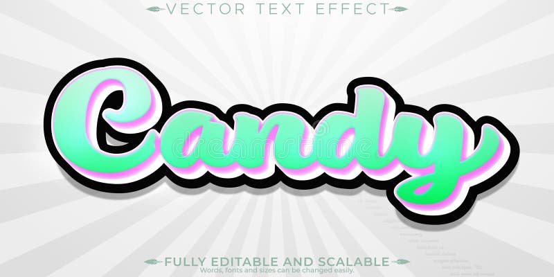 Candy Text Effect, Editable Sweet and Sugar Text Style Stock Vector ...