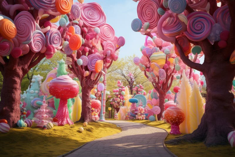 Candy Trees in a Sweet Park, a Sweet Park with Lollipops Stock Photo ...