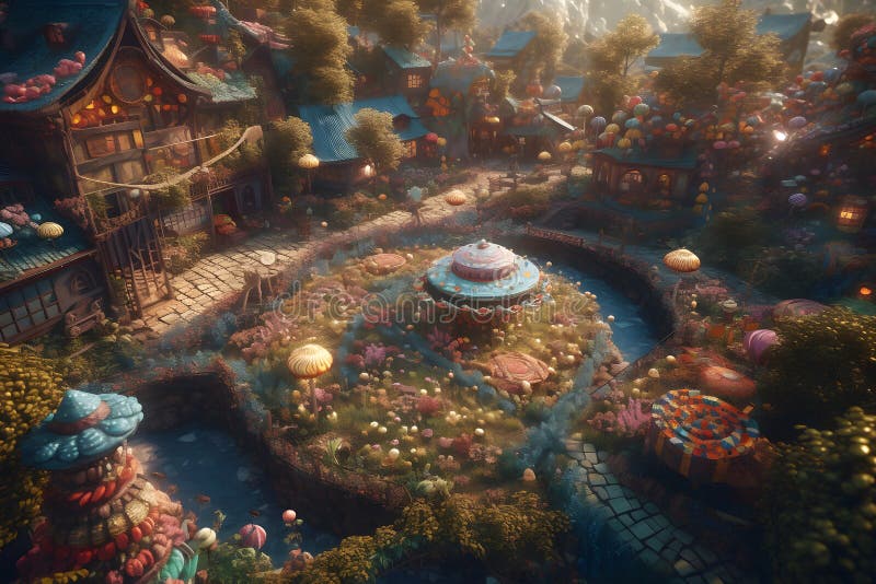 Candy World of Sweets Landscape. Neural Network AI Generated Stock ...