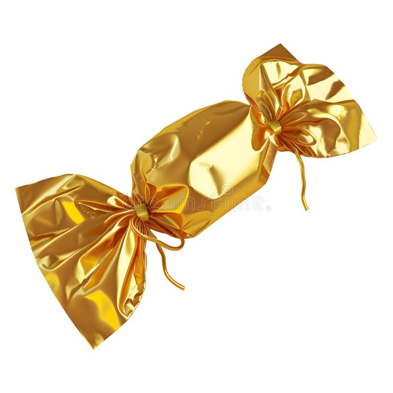 Candy Wrapped in Golden Sheet on Transparent Background - Ai Generated ...