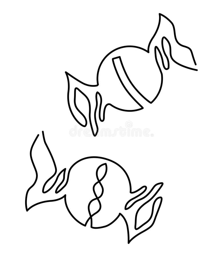Candy in a Wrapper. Continuous Line Drawing Stock Vector - Illustration ...