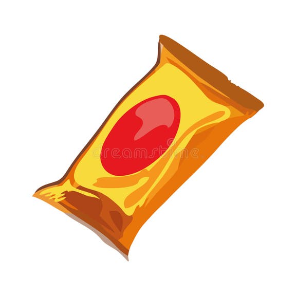 Candy in a yellow packet stock vector. Illustration of paper - 290083445