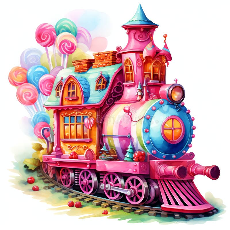Candyland Train Beautiful Sweets Candyland Fairytale Stock Illustration ...