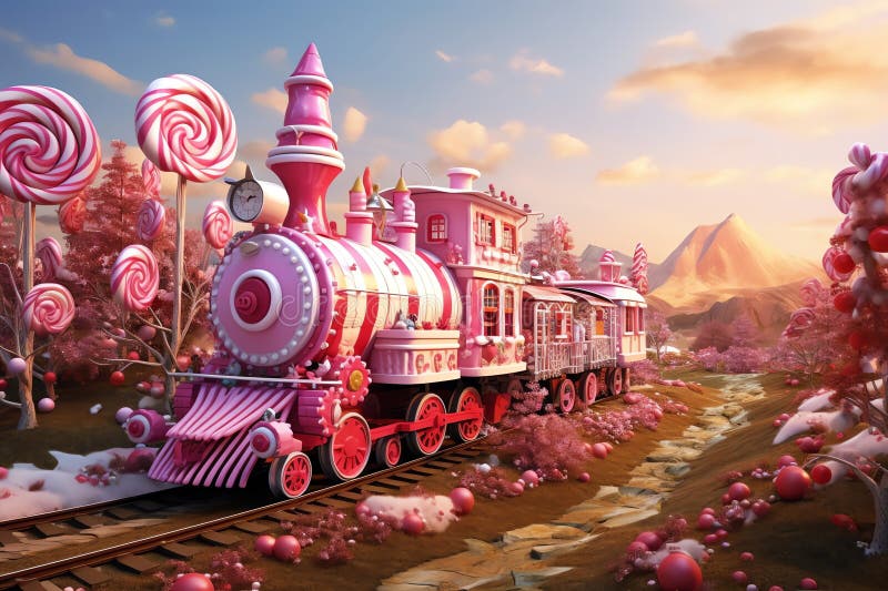 Candyland Train Beautiful Candyland Sweets Fairytale Background Stock ...