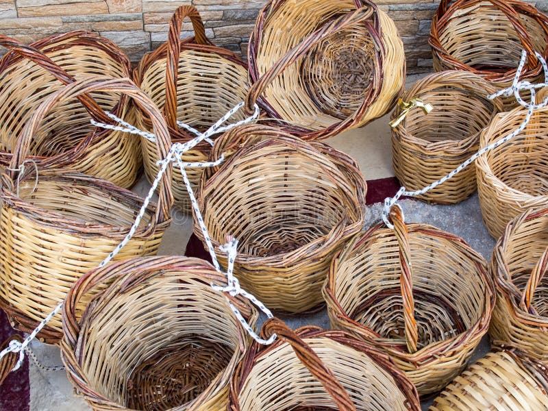 Cane baskets stock image. Image of basket, cane, carry - 60084467
