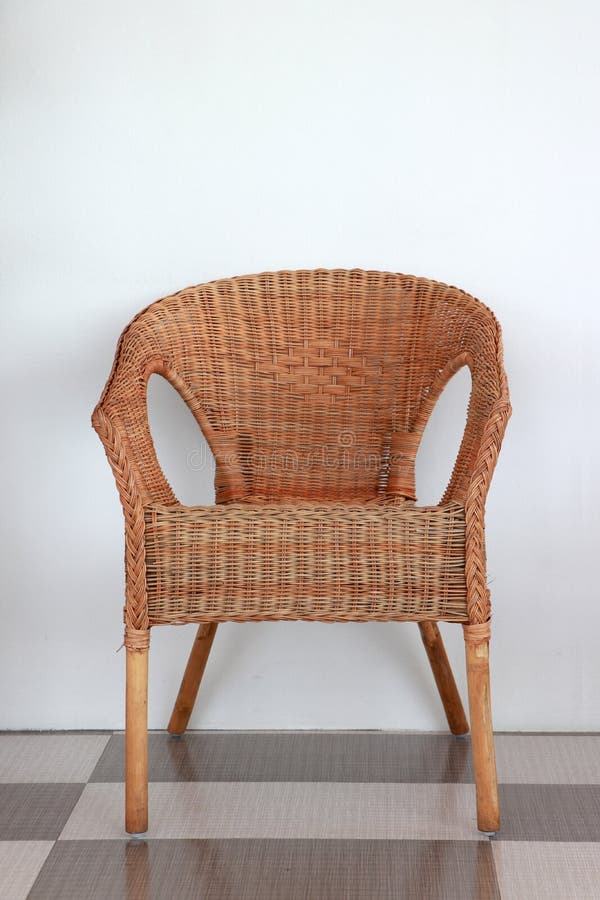 Cane Chair or Wicker Chair on the Floor with White Wall Stock Photo ...
