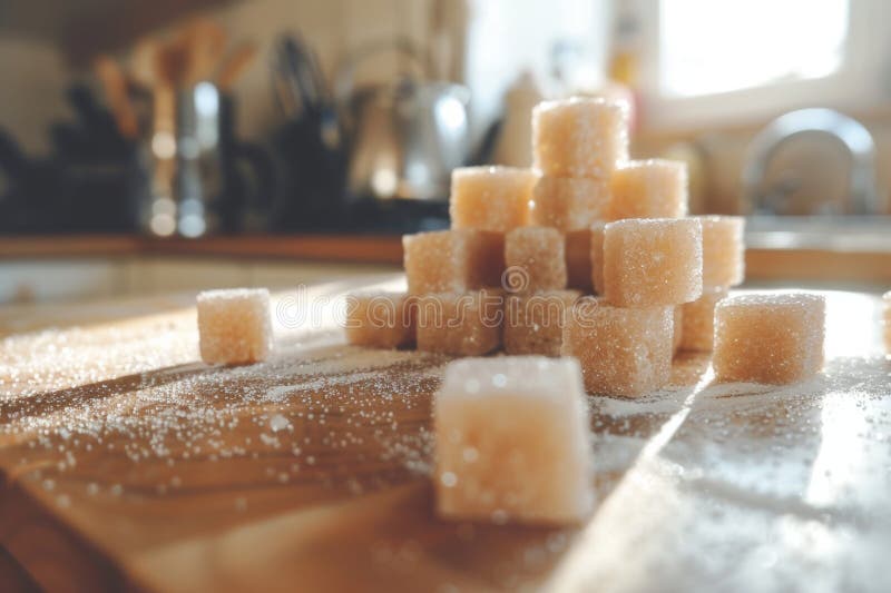 Cane Sugar Cubes Stacked Pyramid Kitchen Table Stock Photos - Free ...