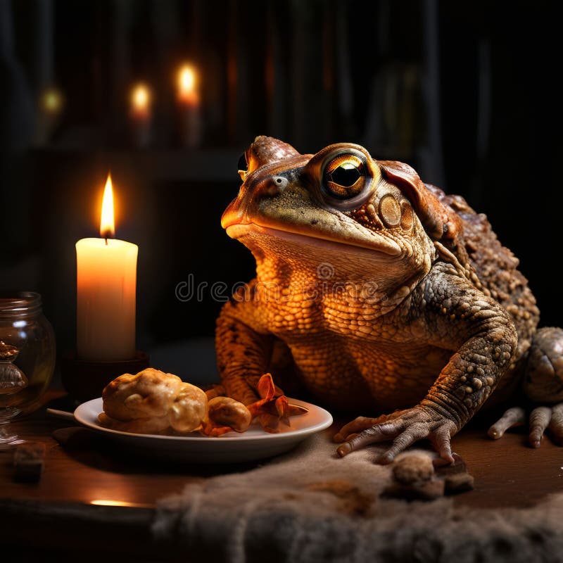 A Cane Toad Enjoying a Tiny Candlelit Dinner for Two K Uhd Ver Stock ...