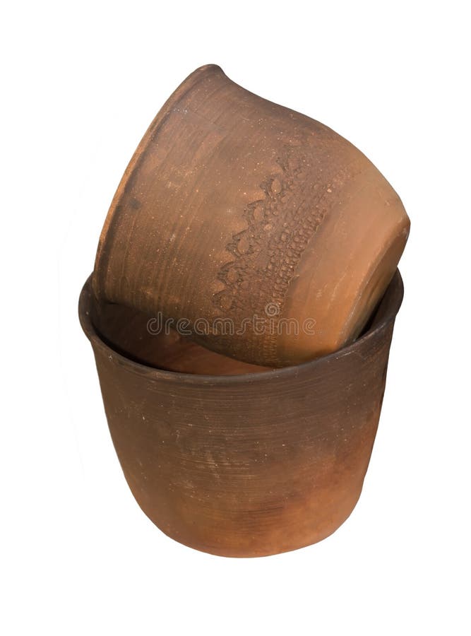 Canecas Da Argila No Branco Foto de Stock - Imagem de arte, marrom ...