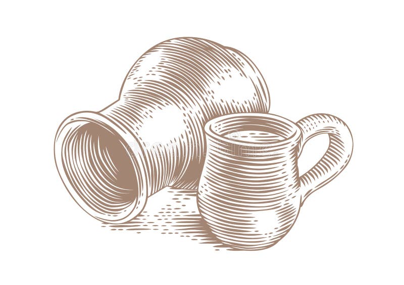 Caneco De Cerveja E Vasilha De Barro Ilustração do Vetor - Ilustração ...
