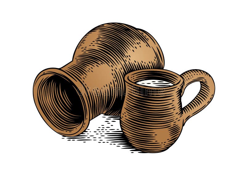 Caneco De Cerveja E Vasilha De Barro Ilustração do Vetor - Ilustração ...