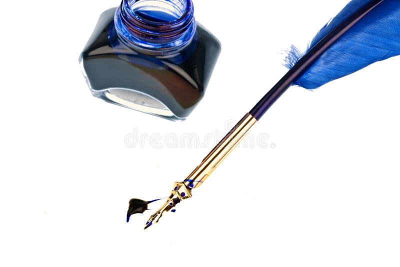 Pluma azul foto de archivo. Imagen de recuerde, tintero - 21667064