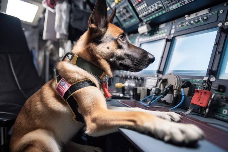 Canine Astronaut, with His Paw on Button To Activate Rocket Thrusters ...