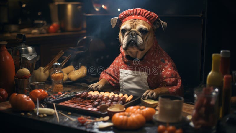 Canine Chef Cooking in Kitchen Stock Illustration - Illustration of ...