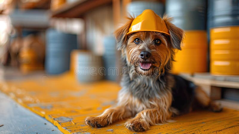 Canine Construction Worker: Labor Day Concept with Dog in Hard Hat on ...