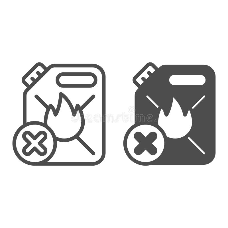 Canister of Flammable Liquid Ban Line and Solid Icon, Prohibited Items ...