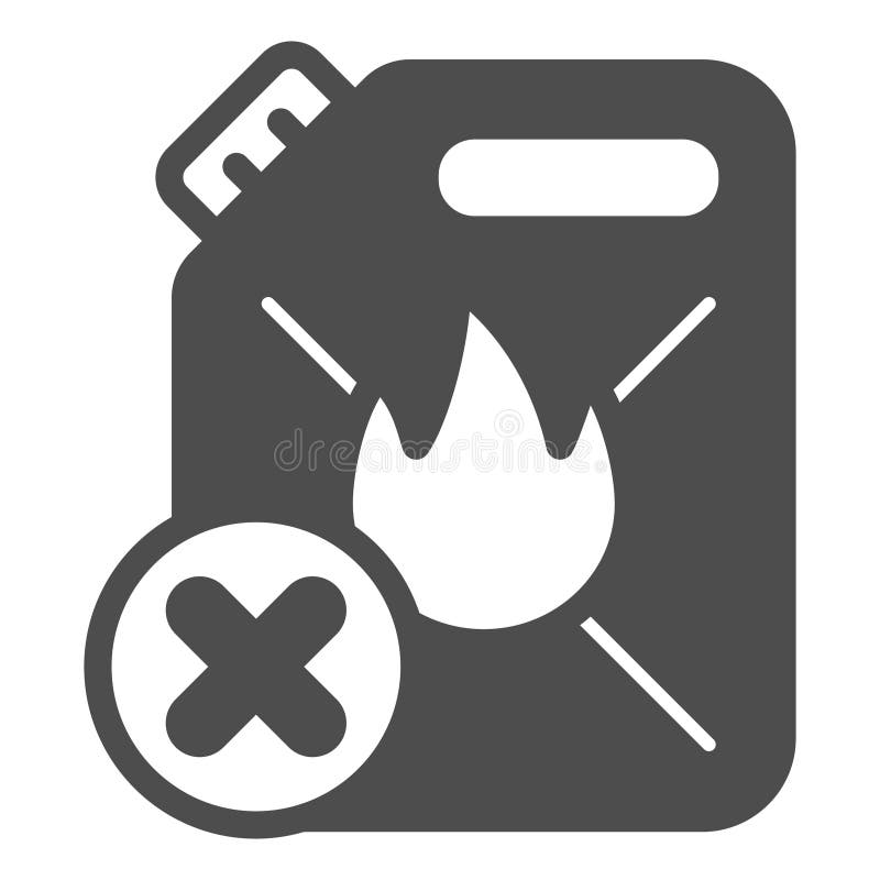 Canister of Flammable Liquid Ban Solid Icon, Prohibited Items Concept ...