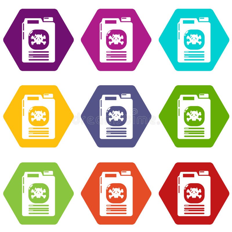 Canister Icons Set 9 Vector Stock Vector - Illustration of chemical ...